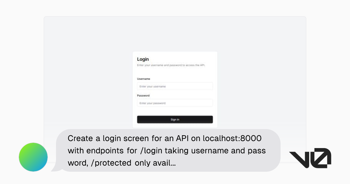 Create a login screen for an API on localhost:8000 with endpoints for ...