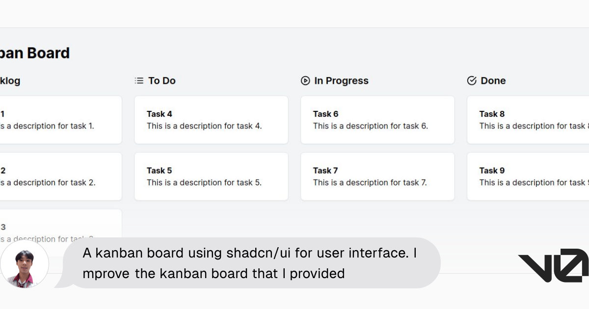 A kanban board using shadcn/ui for user interface. Improve the kanban ...
