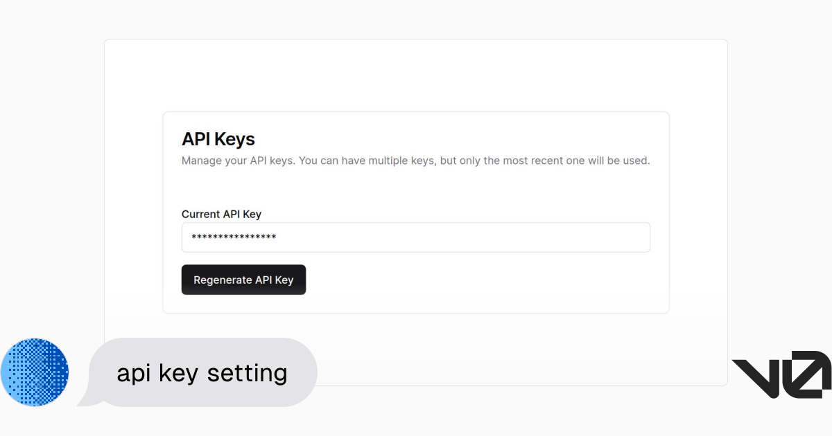 api key setting | A shadcn/ui and v0 generation - v0