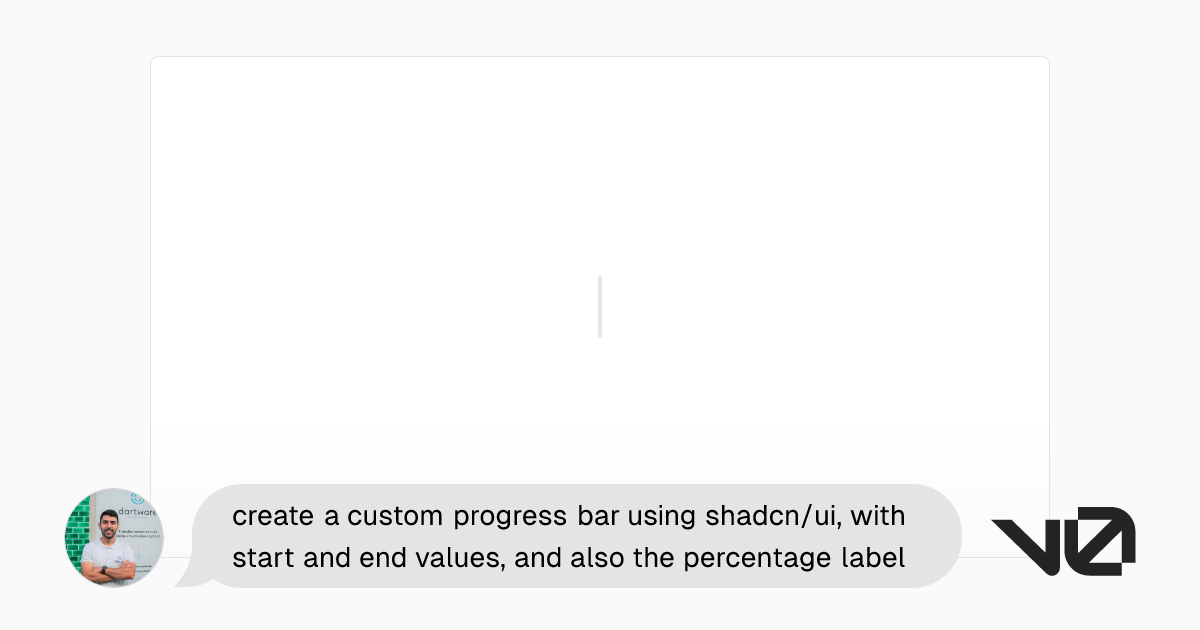 create a custom progress bar using shadcn/ui, with start and end values, and also the percentage ...