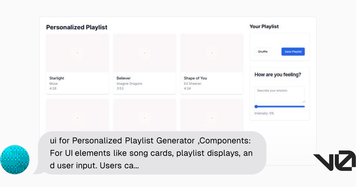 ui for Personalized Playlist Generator ,Components: For UI elements ...