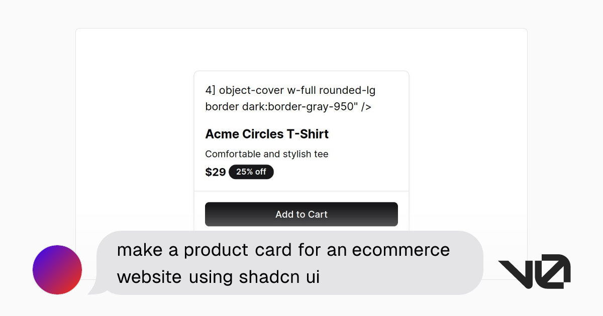 make a product card for an ecommerce website using shadcn ui | A shadcn/ui and v0 generation - v0