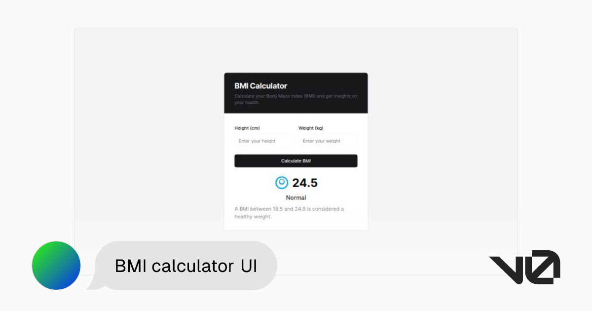 BMI calculator UI | A shadcn/ui and v0 generation - v0