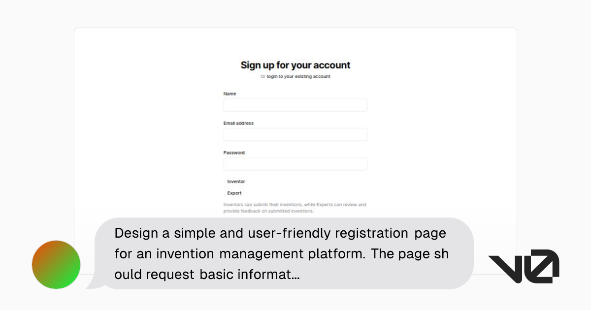 Design a simple and user-friendly registration page for an invention ...