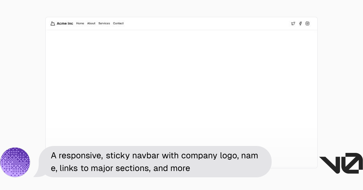 A responsive, sticky navbar with company logo, name, links to major ...