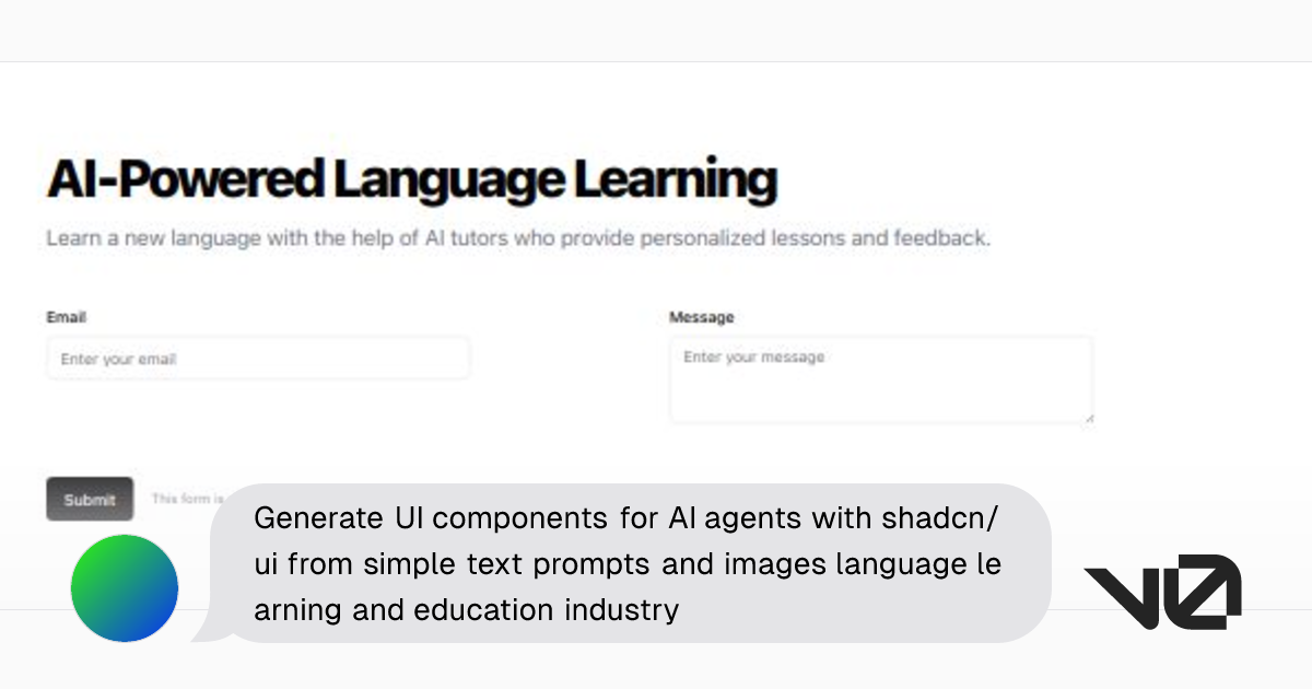 Generate UI components for AI agents with shadcn/ui from simple text prompts and images language ...