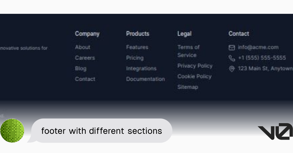 footer with different sections | A shadcn/ui and v0 generation - v0