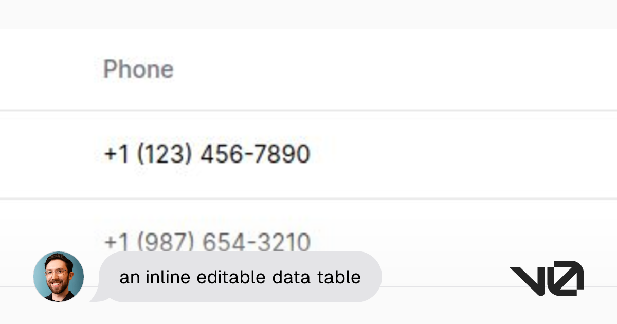 an inline editable data table | A shadcn/ui and v0 generation - v0
