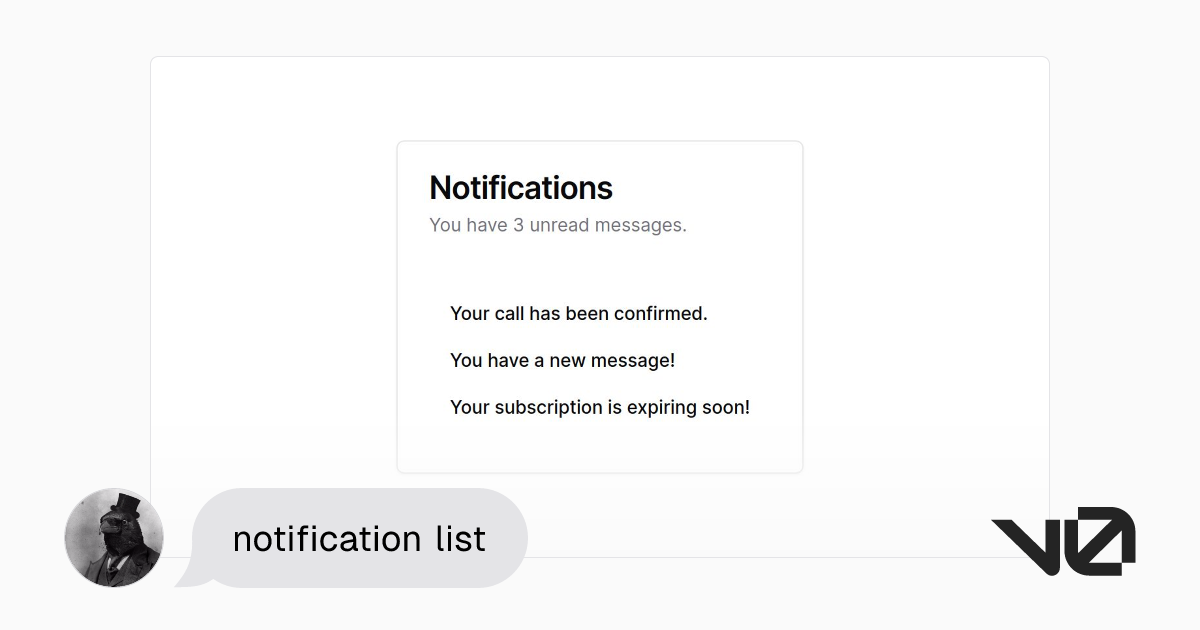 notification list | A shadcn/ui and v0 generation - v0