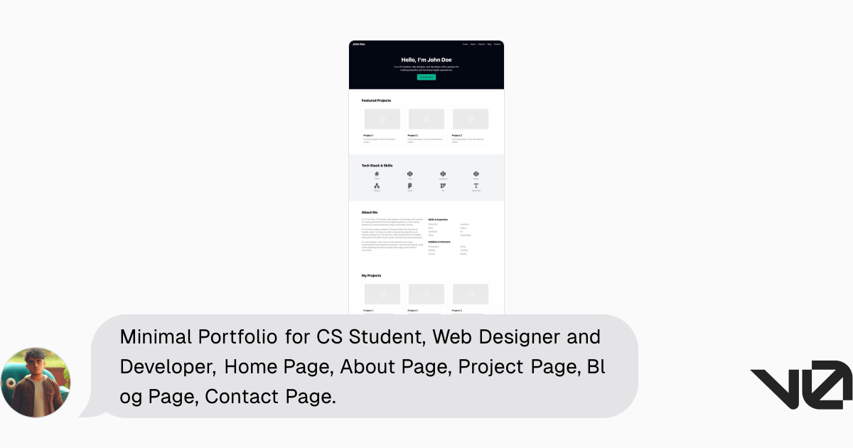 Minimal Portfolio for CS Student, Web Designer and Developer, Home Page ...