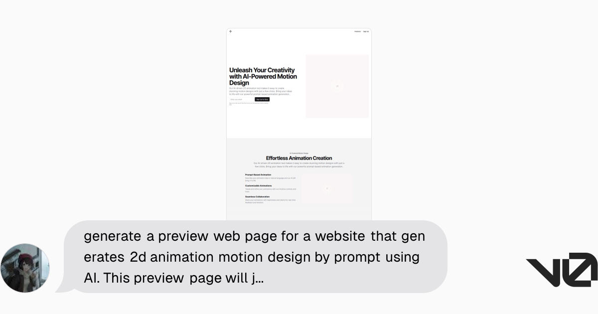 generate a preview web page for a website that generates 2d animation ...