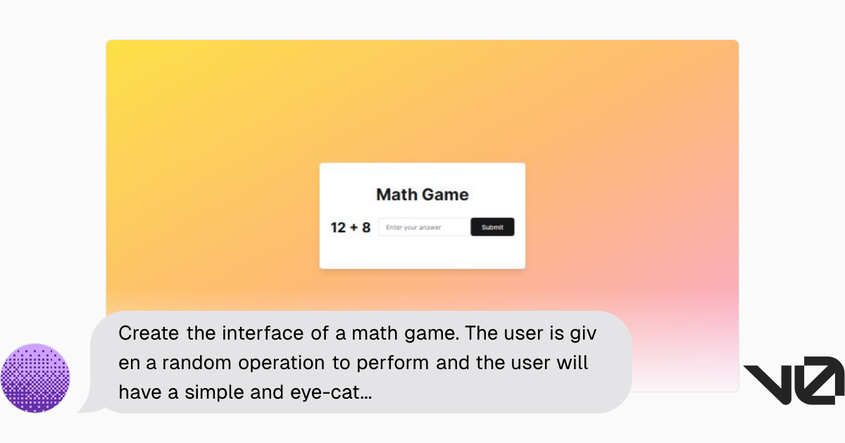 Create the interface of a math game. The user is given a random ...