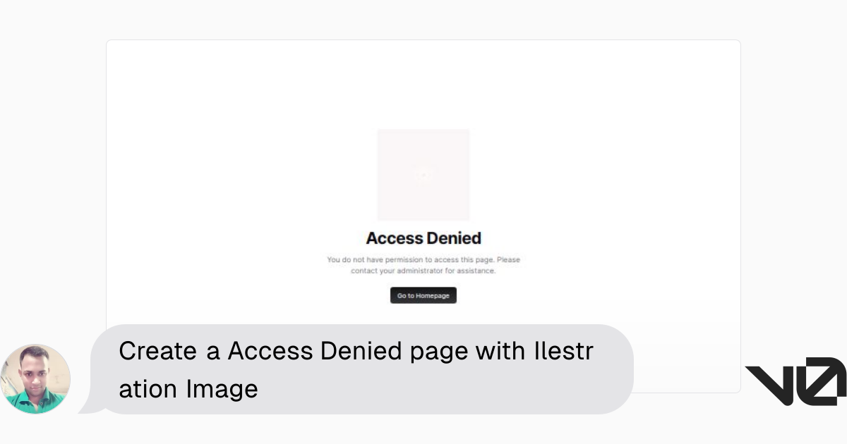 Create a Access Denied page with Ilestration Image | A shadcn/ui and v0 ...