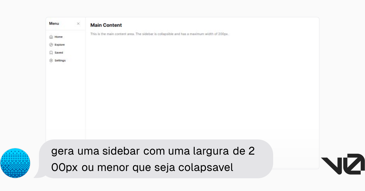 gera uma sidebar com uma largura de 200px ou menor que seja colapsavel ...
