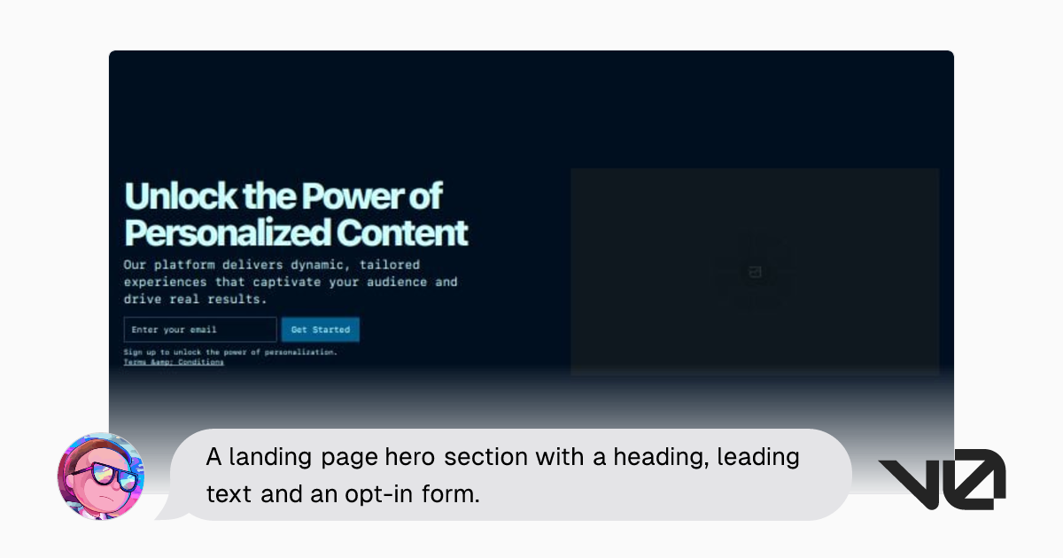 A landing page hero section with a heading, leading text and an opt-in form. | A shadcn/ui and ...