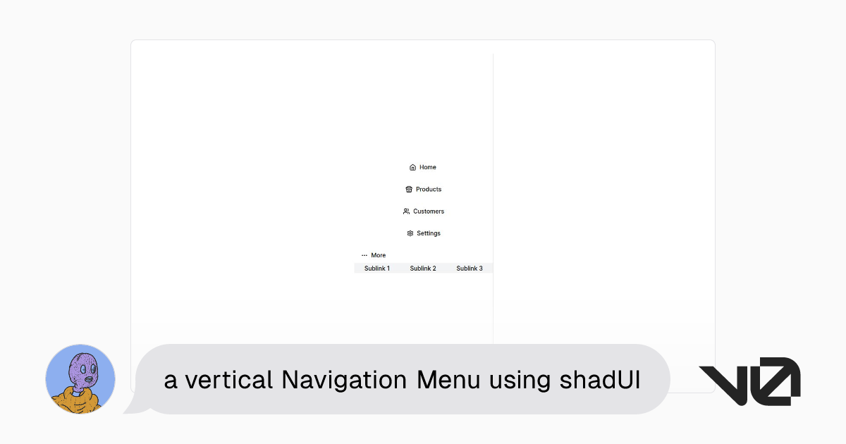 a vertical Navigation Menu using shadUI | A shadcn/ui and v0 generation ...