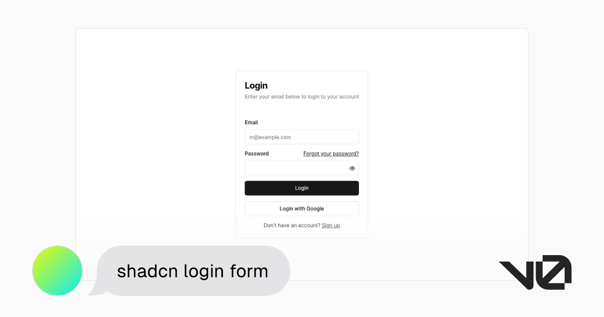 shadcn login form | A shadcn/ui and v0 generation - v0