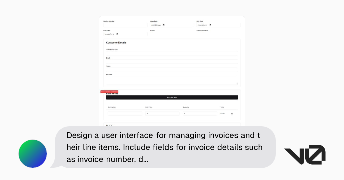 Design a user interface for managing invoices and their line items ...