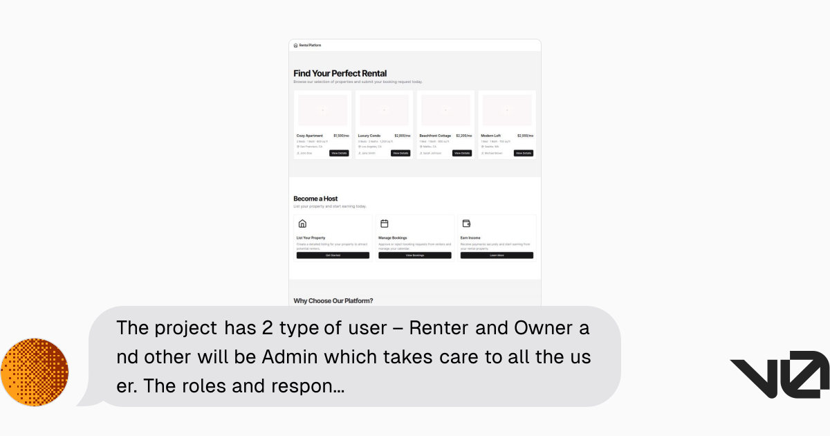 The project has 2 type of user – Renter and Owner and other will be ...
