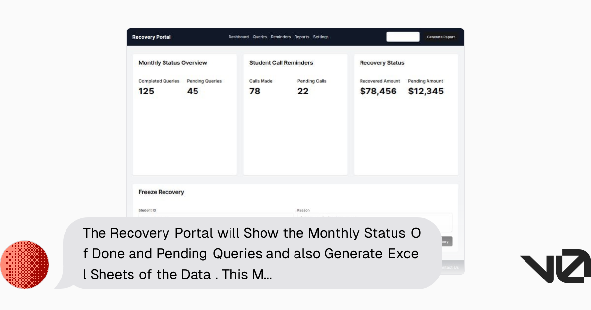 The Recovery Portal will Show the Monthly Status Of Done and Pending ...