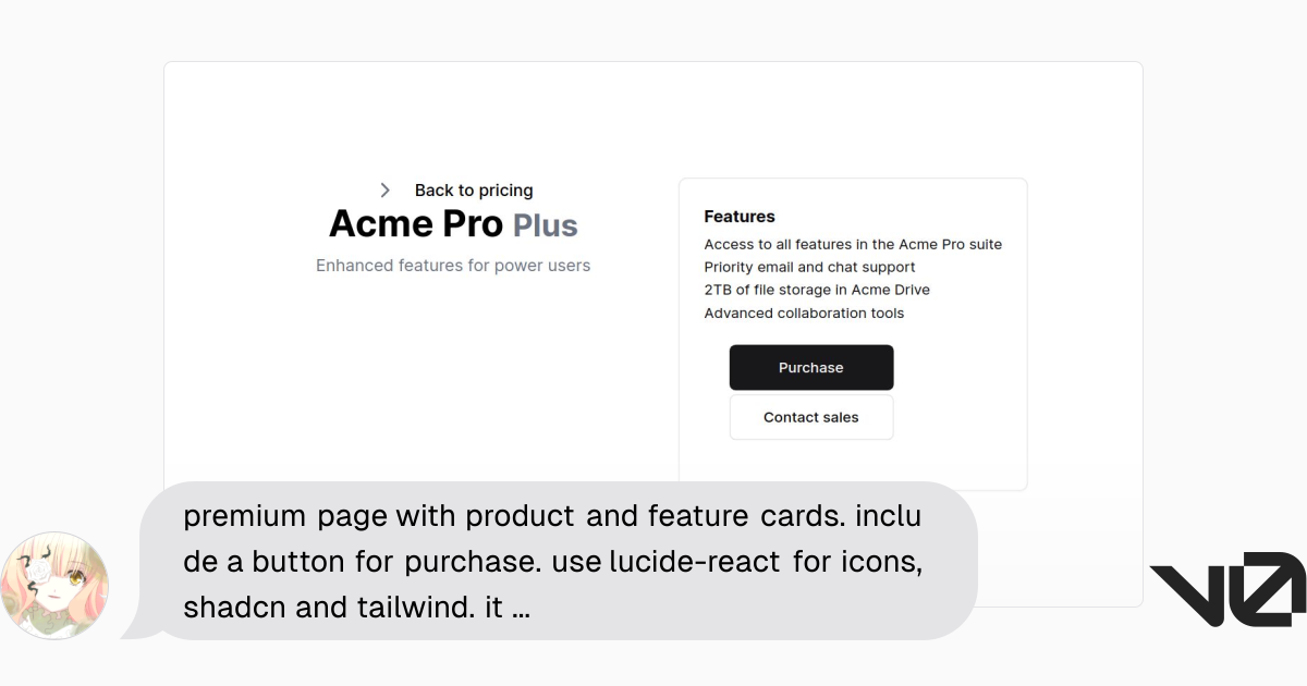 premium page with product and feature cards. include a button for ...