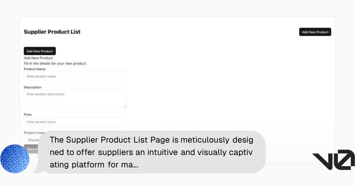 The Supplier Product List Page is meticulously designed to offer ...