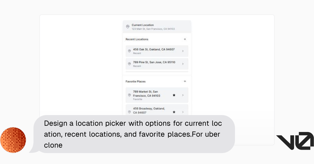Design a location picker with options for current location, recent ...