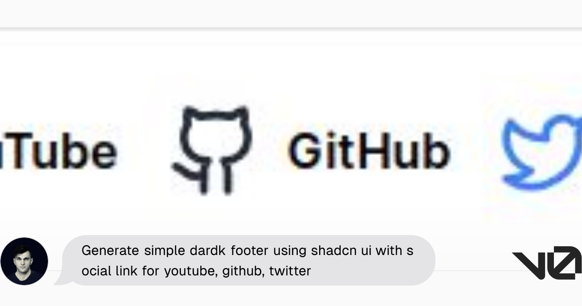 Generate simple dardk footer using shadcn ui with social link for ...