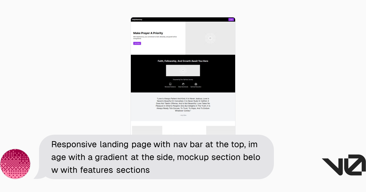 Responsive landing page with nav bar at the top, image with a gradient ...