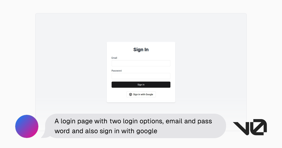 A login page with two login options, email and password and also sign in with google | A shadcn ...