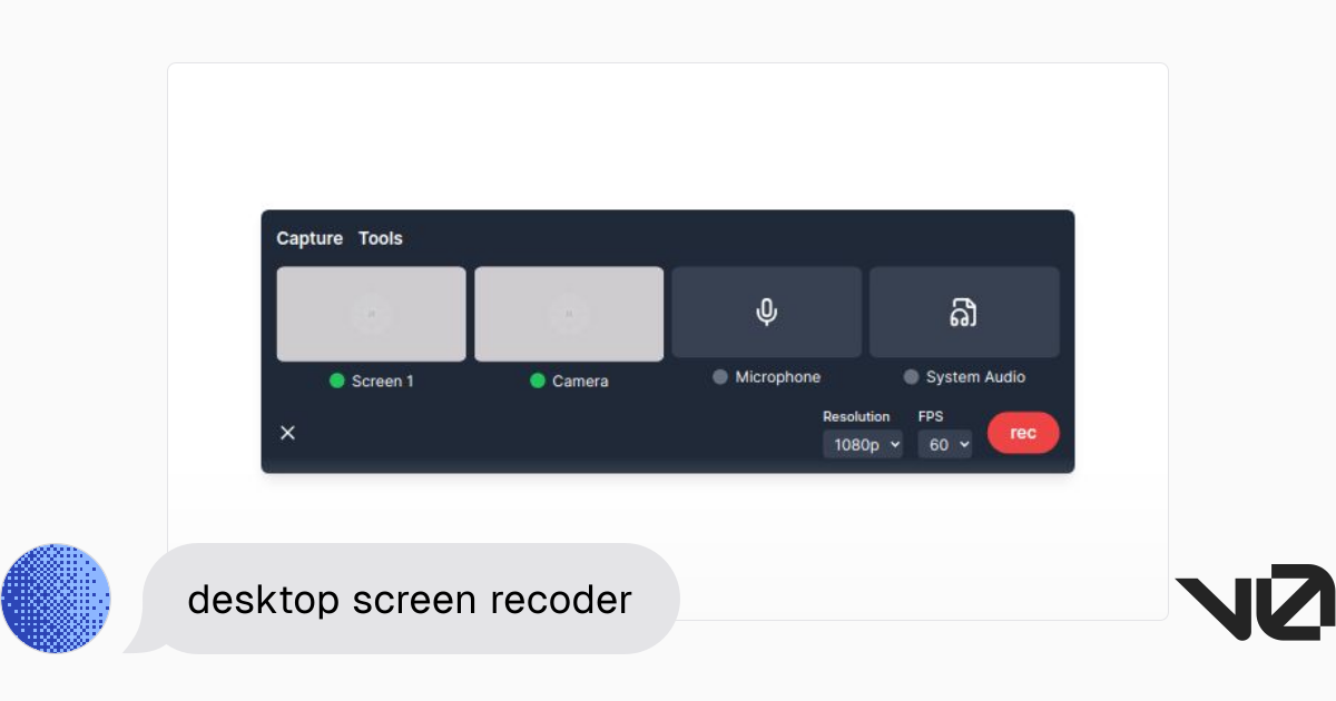 desktop screen recoder | A shadcn/ui and v0 generation - v0