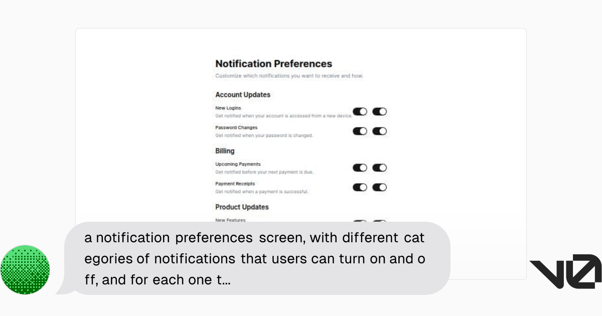 a notification preferences screen, with different categories of ...