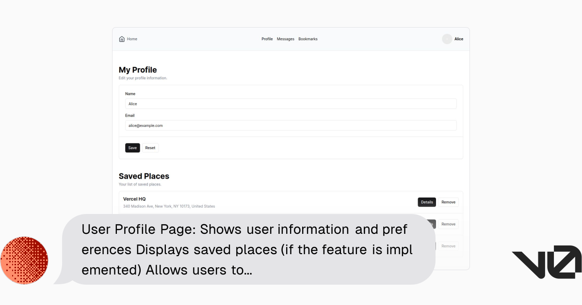 User Profile Page: Shows user information and preferences Displays ...