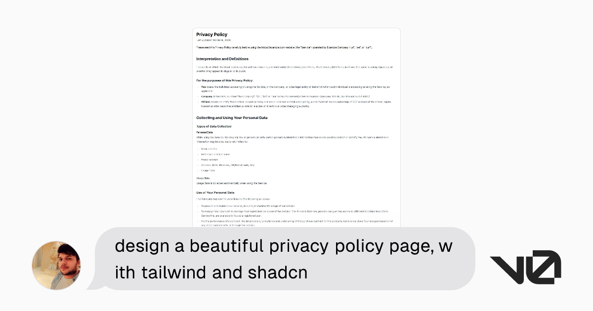 design a beautiful privacy policy page, with tailwind and shadcn | A shadcn/ui and v0 generation ...