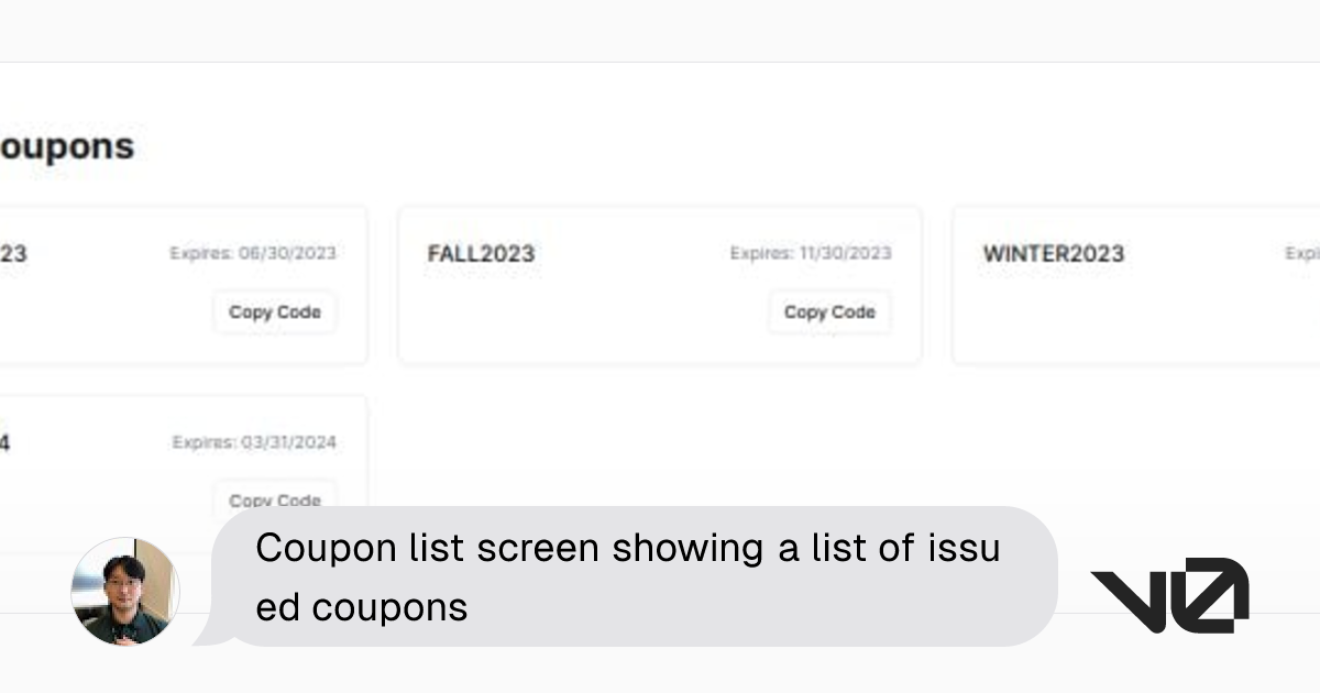 Coupon list screen showing a list of issued coupons | A shadcn/ui and ...