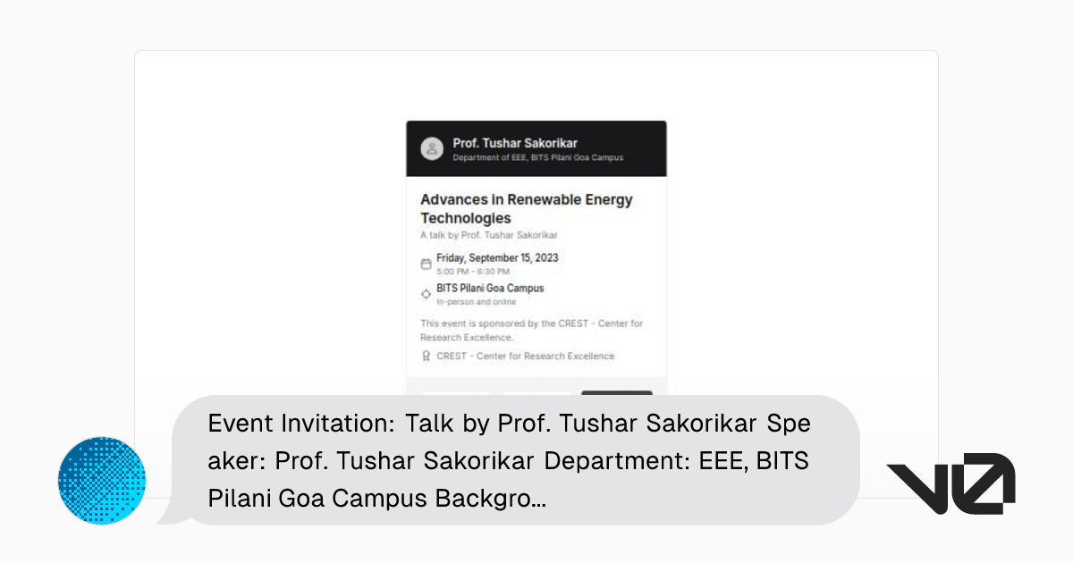 Event Invitation: Talk by Prof. Tushar Sakorikar Speaker: Prof. Tushar ...